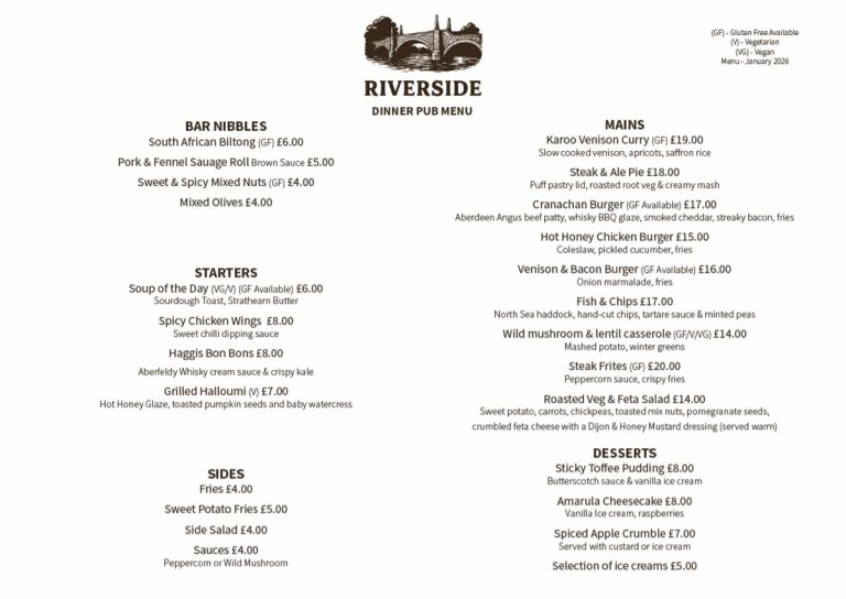Menus – Riverside Aberfeldy